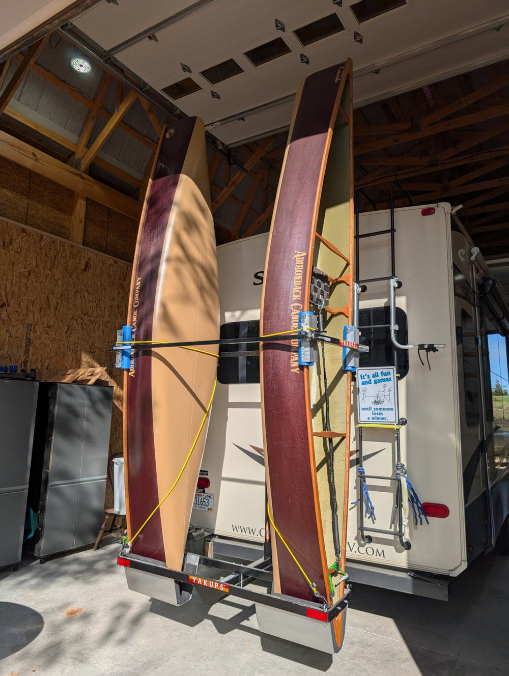 Customized Yakups® RV Vertical Kayak racks! Fits Canoes, watercrafts ...