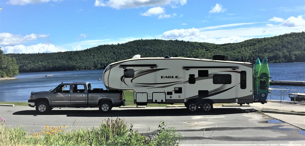 Vertical YAKUPS brand RV Kayak carrier for bikes kayaks, paddleboards