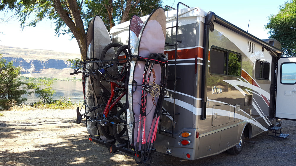 Yakups® KR2B56 FIFTH WHEEL, Motorhome vertical RV Kayak and bike rack ...